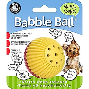 Pet Qwerks Animal Sounds Babble Ball - Interactive Chew Dog Toy - Small