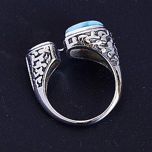 Ravishing Impressions Larimar & Blue Topaz Gemstone 925 Solid Sterling Silver Ring Beautiful Handmade Jewellery Birthday Gift