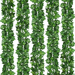 SO CAL PRO Fake Ivy Leaves Artificial Ivy Greenery Vines for Room Decor Leaves Room Decor Fake Leaves Ivy Eucalyptus Garland Faux Vines Wedding Decor (6 Strands of Ivy)