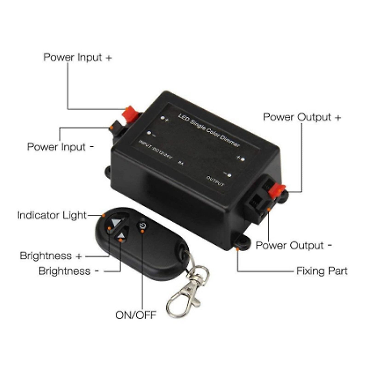 DC 12V 24V LED Dimmer Switch LED Light Strip Dimmer with Remote Control Adjust Brightness ON/Off Switch