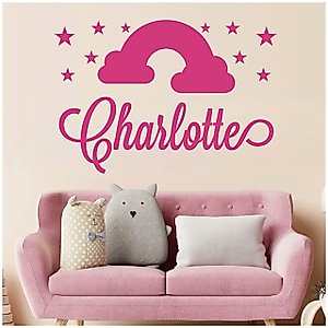 Wall Decal Sticker w/Name for Nursery - 9 Design 20 Vinyl Color - Personalized Sports Sticker for Kids Wall Decor Gifts - Customized Vinyl Decals for Baby Toddler Kids Room Window Custom Wall Decor C1