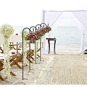 Urban Deco Heavy Duty Shepherds Hook, Adjustable Shepards Hooks for Outdoor, Premium Metal Shepherds Crook Garden Stakes 37” Inch Tall, Black Plant Hooks Pole - Pack of 8