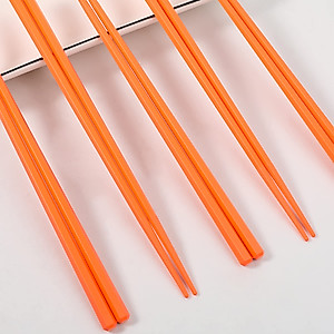 10 Pairs Chopsticks-Reusable Chopsticks Dishwasher Safe, 9.63 inch/24.5cm Fiberglass Matte Non-Slip Family/ Hotel/ Restaurant Chop Sticks, Chinese/Japanese Chop Sticks, Orange
