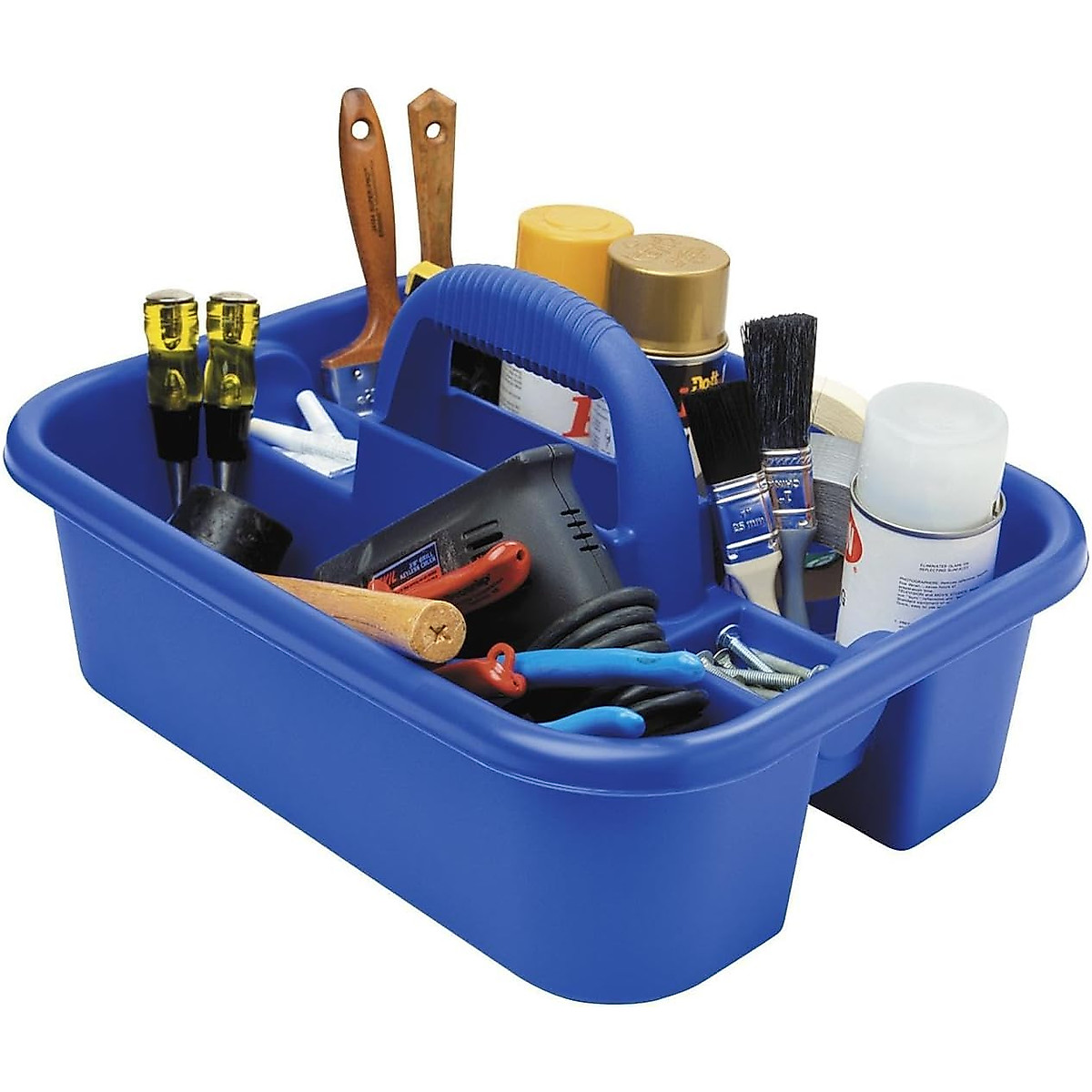 Akro-Mils 09185 Plastic Tote Tool & Supply Cleaning Caddy with Handle, (18-3/8-Inch x 13-7/8-Inch x 9-Inch), Blue (09185BLUE)