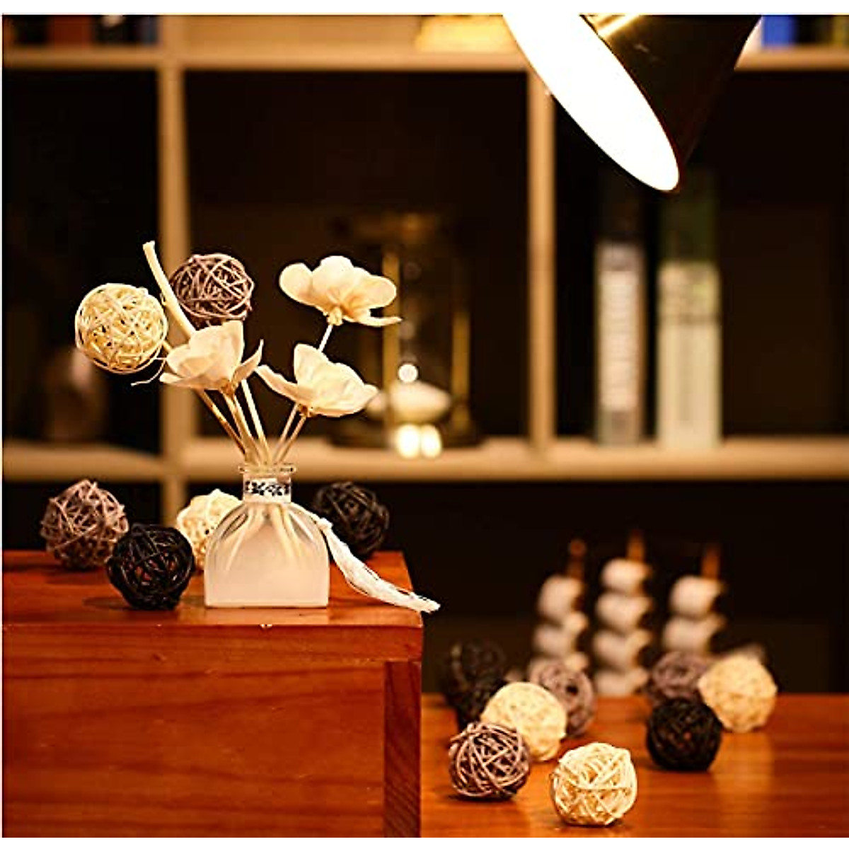 Since 15 Pieces 2inch Black White Grey Wicker Rattan Balls Sphere Orbs Vase Fillers for Christmas Party Wedding Baby Shower Garden Hanging Decor Aromatherapy Accessories