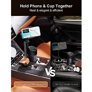 TAZENI Cup Holder Phone Mount for Car Bottle Friendly Cup Phone Holder for Car High Adjustable Cell Phone Cup Holder Expander for Car Easy Install & Sturdy & Durable Fit 4-7‘’ iPhone Android