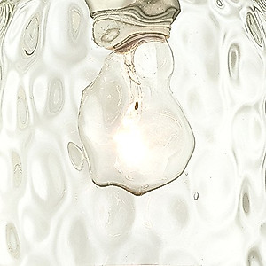 Westinghouse Lighting 6328800 One-Light Indoor Mini Pendant, Brushed Nickel Finish with Clear Hammered Glass