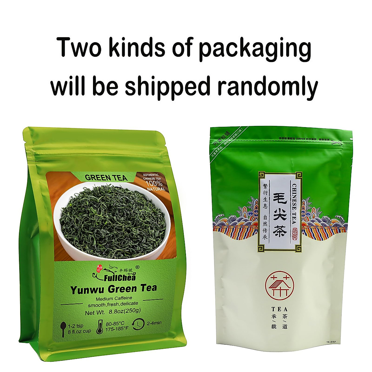 FullChea - Maojian - Chinese Yunwu Green Tea - Green Tea Loose Leaf - Mao Jian Tea - Refreshing Brisk - Improve Focus (8.8oz / 250g)