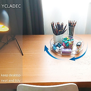 YCLADEC 2 Pack Lazy Susan 9.25" Inch Turntable Organizer Pantry Organization and Storage Container Bins Spice Rack Cabinet Rotating Condiment for Pantry Kitchen Vanity Bathroom Jewelry Holder Clear