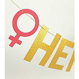 Here for The Sex Banner Gold Glitter Garland for Baby Shower Gender Reveal Party Supplies Decorations by Ucity