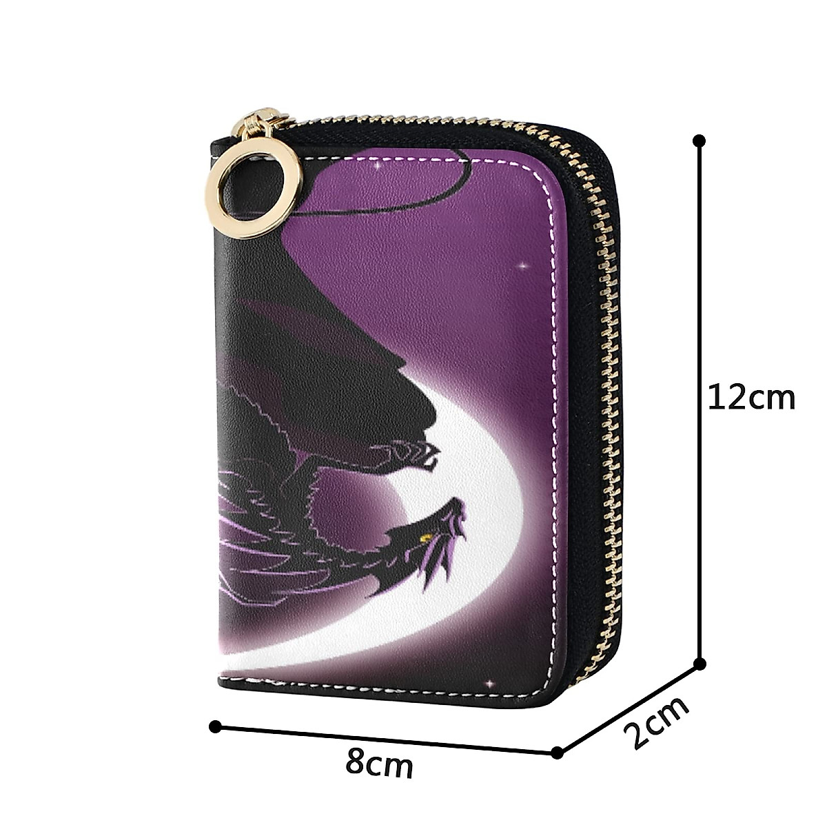 Dragon Grey Credit Card Coin wallet, RFID Blocking Compact Women Leather Card Holder, Key Change Organizer, Zipper Purse Clutch Pouch Pocket