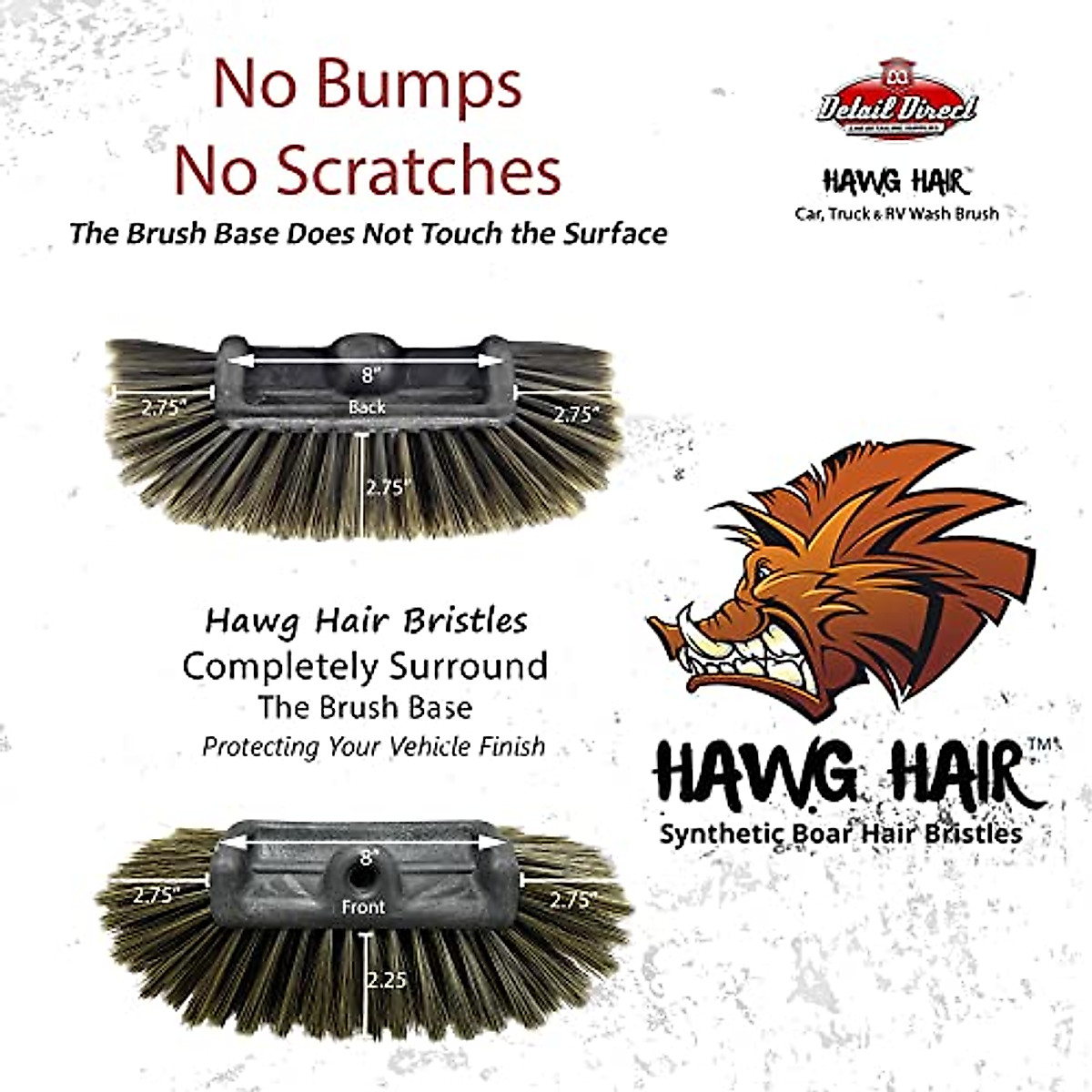 DETAIL DIRECT Hawg Hair Car Wash Brush, Super Soft 5-Level Design, 1 Count