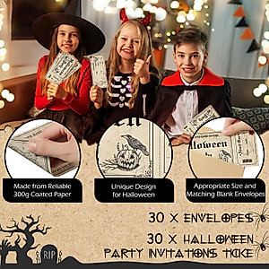 Geelin 30 Pcs Halloween Party Invitations with Envelopes Ticket Scary Halloween Party Invitations Halloween Baby Shower Invitations Horror Birthday Invitations Party Invitation Cards (Pumpkin Style)