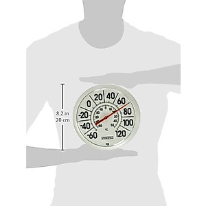 Springfield Indoor Outdoor Big Bold Thermometer, 8.5 Inch, White