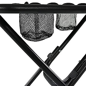 Sunnydaze Folding Sling Side Table with Mesh Drink Holders - Outdoor Patio or Portable Camping Accessory - Forest Green