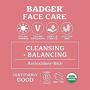 Badger - Face Cleansing Oil, Damascus Rose, Certified Organic Face Oil Cleanser, Natural Facial Cleansing Oil, Natural Oil Cleanser for Face, Face Cleanser Oil, 2 oz