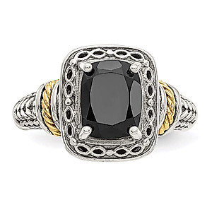 Shey Couture Sterling Silver with 14K Accent Antiqued Black Onyx Ring QQTC1130-7