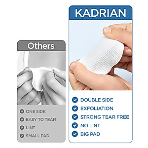 KADRIAN Double-Sided Facial Pads - Lint free - for Makeup Remover and Toner - Rayon face pads for toner and cleasing - Rayon not cotton balls - Exfoliating cotton rounds for face (180 Pads)