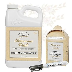 Tyler Glamorous Wash High Maintenance Fine Laundry Detergent with Stain Remover Pen and Dryer Sachets - Liquid Detergent Designed for Clothing - Hand & Machine - 32oz (High Maintenance)