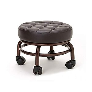 Elitzia Pedicure Foot Stool Beauty Salon SPA Foot Bath Footstool Two Colors Optional Thick Support Seat Quality Wheels ET28499 Brown Colour