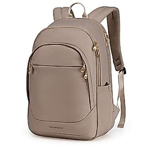 LIGHT FLIGHT Travel Laptop Backpack Women, 15.6 Inch Laptop Backpack with USB Charging Hole, Water Resistant College Bookbag, Black Computer Backpacks for Work, Champagne