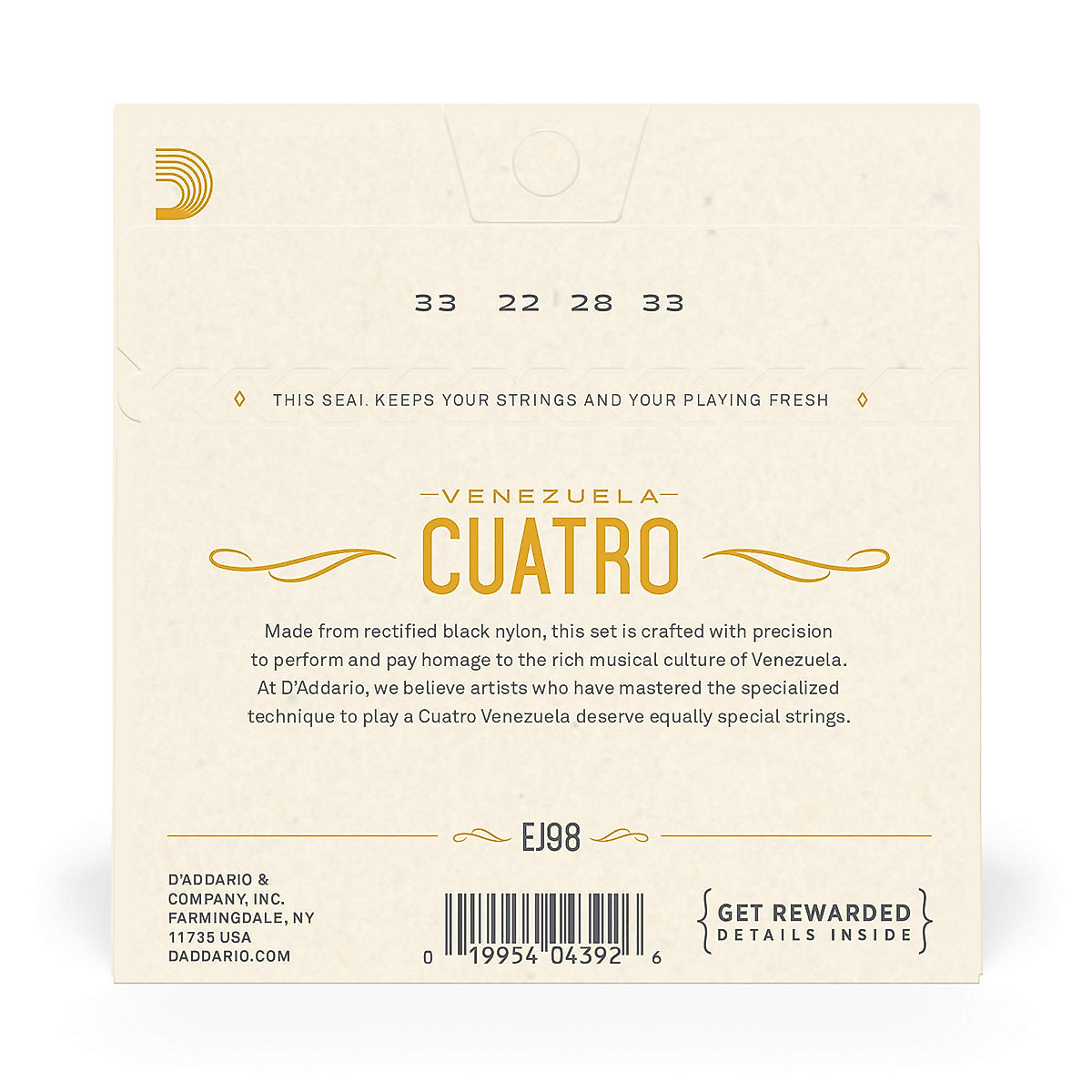 D'Addario EJ98 Cuatro-Venezuela Strings
