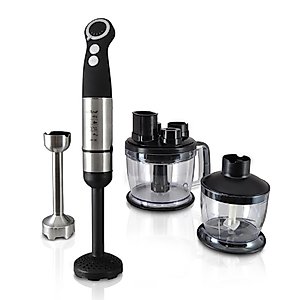 NutriChef Heavy Duty Food Processor and Immersion Blender, Stainless Steel with Attachments