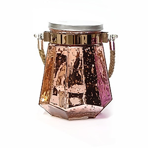 Hanging Outdoor Waterproof Tree Lantern Battery Operated Fairy Starry Twinkle Firefly Mini Led String Lights with Timer Rose Gold Mercury Glass Mason Jar Lamp for Yard Backyard Garden Patio Decoration