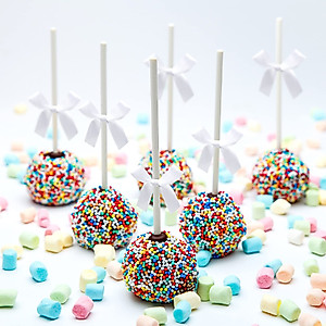 Gejoy 100 Pieces Mini Satin Ribbon Twist Tie Bows DIY Twist Bow Crafts Tying Up for Halloween Christmas Wedding Gift Wrapping Candy Treat Bags Decoration (White)