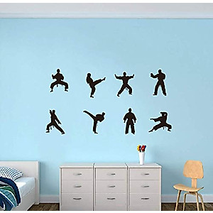8 Pcs/Set Martial Arts Wall Stickers Removable Kids Room Boys Room Karates Sports Wall Decal(AM172)