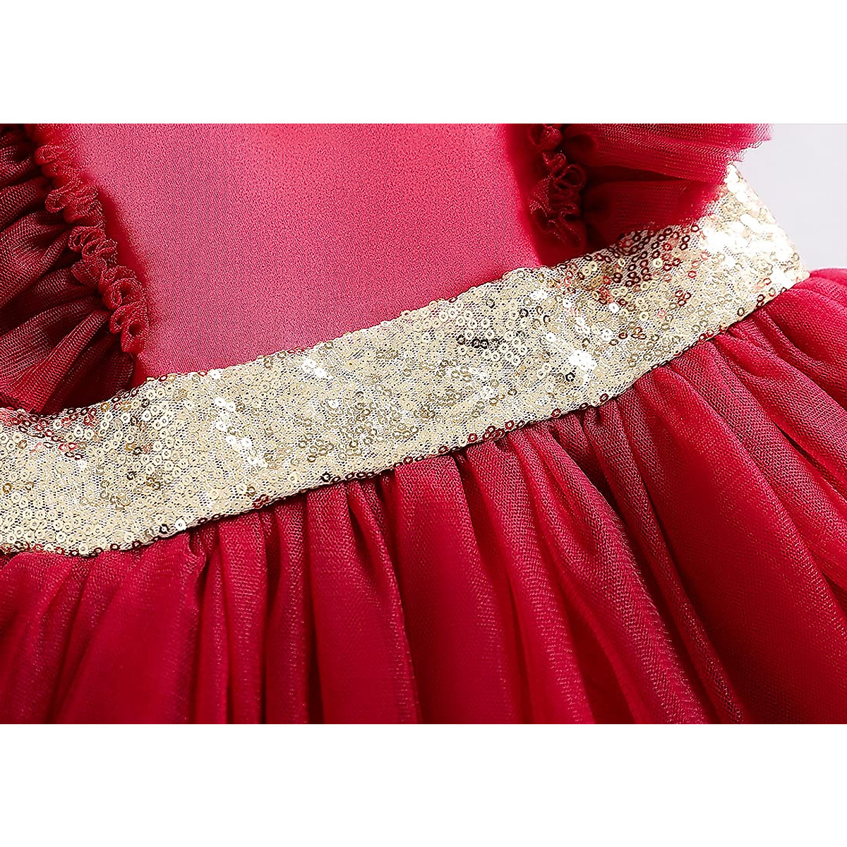 KLFFLGID Baby Girl Sequins Bowknot Dresses Toddler Flower Girl Birthday Wedding Party Dresses for Girls Pageant Ball Gown Size 90 (Wine Red)