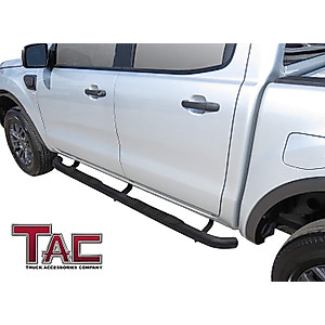 TAC 3” Side Steps Compatible with 2019-2024 Ford Ranger SuperCrew Truck Pickup Texture Black Running Boards Nerf Bars Side Bars Off Road Accessories 2pcs