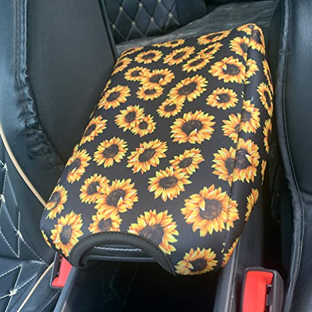 RANXIZY Sunflower Neoprene Center Console Cover Armrest Pad for Jeep Wrangler,Sunflower Car Accesory for Jeep