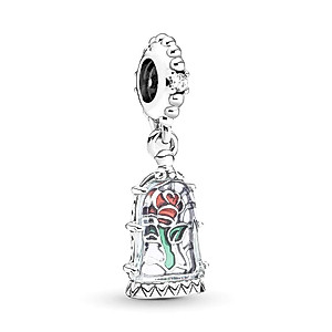 Ouroyea Enchanted Rose Dangle Charm 925 Sterling Silver Pendant,Jewelry Beads Gifts for Women Bracelet&Necklace