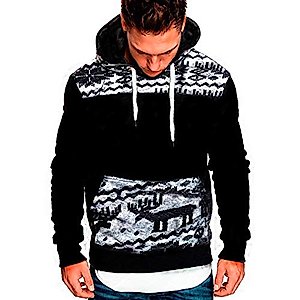Hoodies for Men Thenlian Men‘s Christmas Autumn Winter Casual Sweatshirt Hoodies Top Blouse Tracksuits(Black, XL)