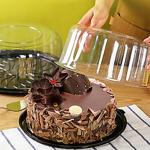 EWAFILU 5pcs 10Inch Round Cake Pies Carriers Plastic Disposable Cake Containers with Dome Lids Clear Bundt Cake Boxes