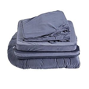 Yosoo Rocker Replacement Cushions, Rocking Chair Cushion Set with Soft Velvet Cotton Chair Cushion and Stool Pad Set Warm Cover for Home Office (Gray)