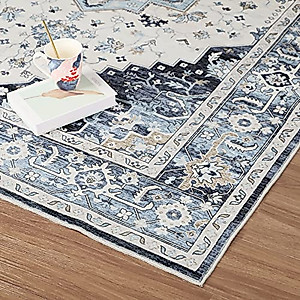 Dripex 8x10 Area Rugs - Stain Resistant Washable Rug Distressed Boho Rugs for Living Room Dining Room Bedroom Anti-Slip Low-Pile and Soft Accent Rug Farmhouse Office Home Decor, Pet & Child Friendly