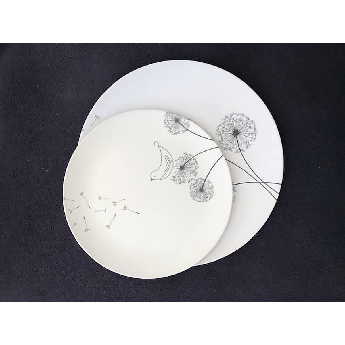 Aquaterra Living Ecofriendly Dinner Plate Set with Dandelion Designs- Set of 6, 10" indoor or outdoor plates