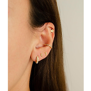 LAVLA Pearl Huggie Earrings | 14k Gold Plated or Silver Small Tiny Pearl Hoop Earrings For Women (Gold Pearl)