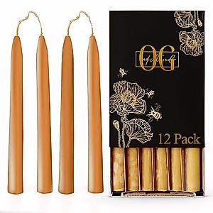 12 Dripless 8" Long Beeswax Taper Candles, 100% Natural Beeswax Taper Candles, Smokeless Tall Candlesticks, Decorative Long Burning Time, Drip Free Beeswax Candle Sticks for Home, Wedding, Dinner, etc