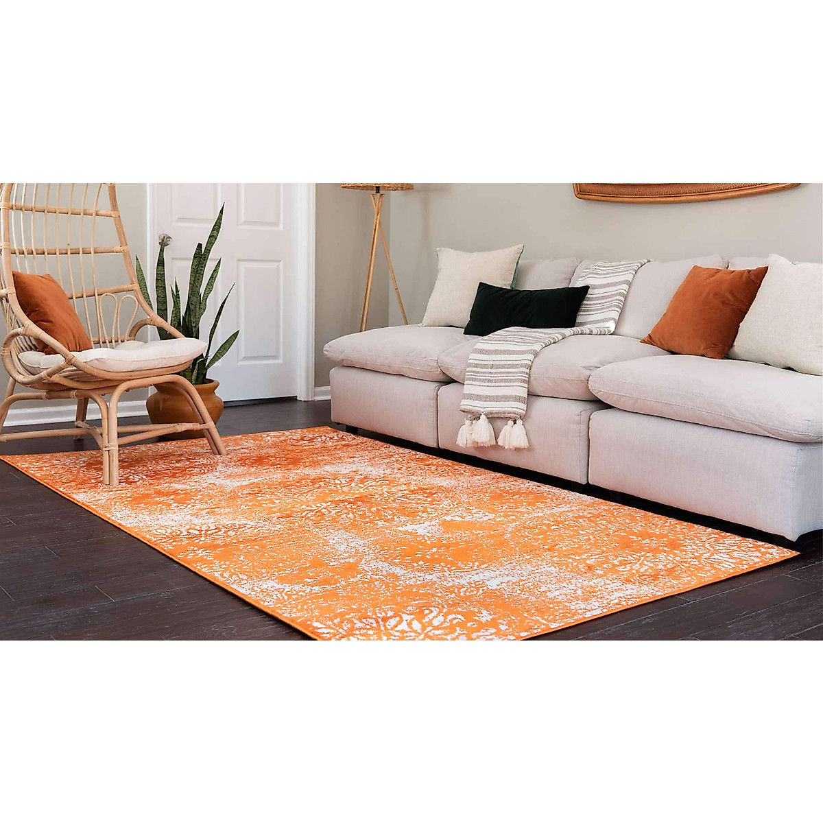 Unique Loom Sofia Collection Area Rug - Grand (7' 10" x 10' Rectangle, Orange/ Ivory)