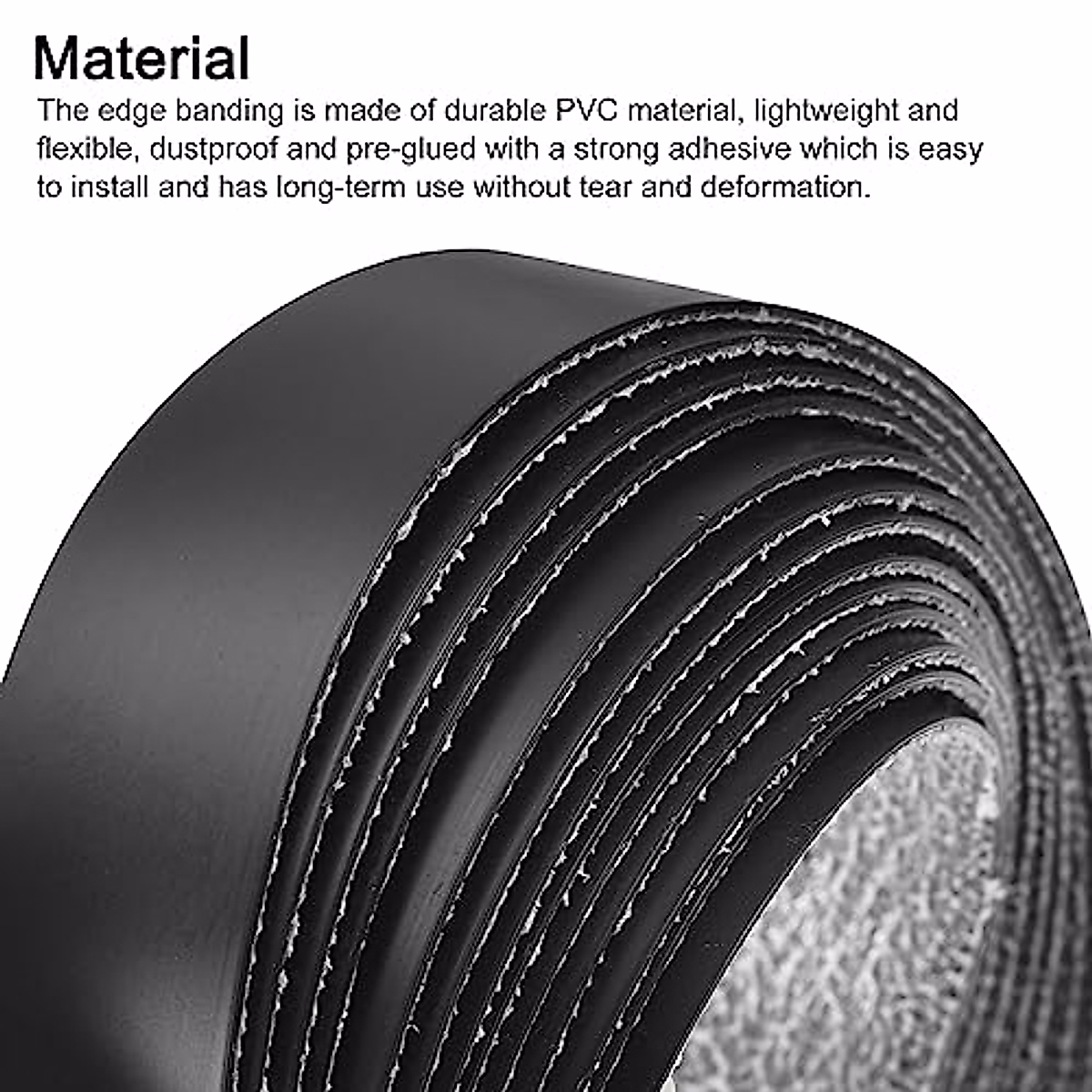 uxcell Edge Banding, 7/8 Inch x 24.6ft Pre-Glued Wood Veneer Edging Iron-on Flexible Edge Banding for Cabinet Repair Furniture Restoration, Matte Black