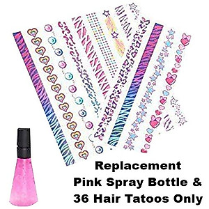 Replacement Parts for Hair Tattoos Barbie - Barbie Hair Tattoos Doll Playset BDB19 ~ Includes Pink Spray Bottle and 36 Hair Tattoos