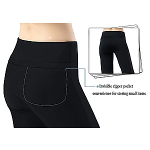 HISKYWIN 17"/23"/27"/29"/31"/33"/35" Inseam Capri/Petite/Regular/Tall Length Women's Straight Leg Yoga Pants Zip Pocket HF604-Black-M