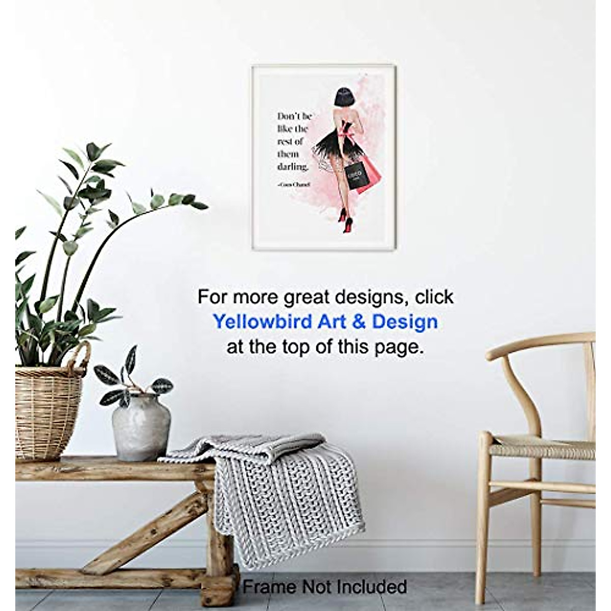 Quote Wall Art - Glam Wall Decor - Luxury Fashion Design Room or Home decoration - Couture Gift for Women, Fashionista, Girls Bedroom, Teen Room - Positive Inspirational Quote - UNFRAMED