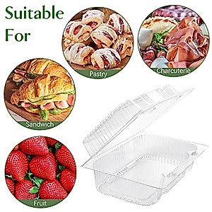 TOFLEN Disposable Sturdy Plastic Hinged Food Containers with Clear Lids (40 Pack) Clamshell Take Out Loaf Containers 7.2x4.7x3 Inches To Go Dessert Box Cake Slice Salad Pastry Sandwich Container