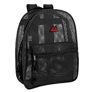 Summit Ridge Mesh Backpacks for Kids, Adults, School, Beach, and Travel, Colorful Transparent Mesh Backpacks with Padded Straps (Black) Large