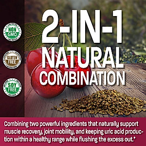 Bronson Tart Cherry Extract + Celery Seed Capsules - Powerful Uric Acid Cleanse, Joint Mobility Support & Muscle Recovery Supplement - Non GMO Formula, 120 Vegetarian Capsules