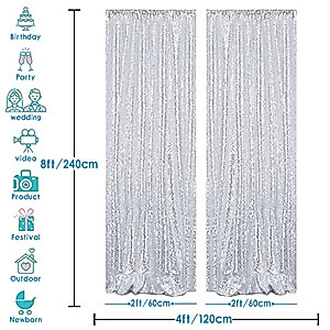 Trlyc Glitter Sequin Backdrop Curtains for Wedding Party Decor (2 Panels, W2 x H8FT,Sliver)